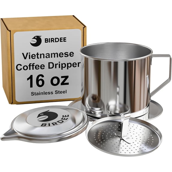 Birdee Vietnamese Coffee Dripper - 16 oz, Stainless Steel, Large Phin ...