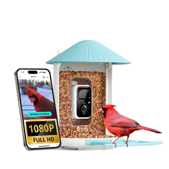 Birdfy Smart Bird Feeder with Camera, 1.5 lb Capacity, Blue, HD Night ...