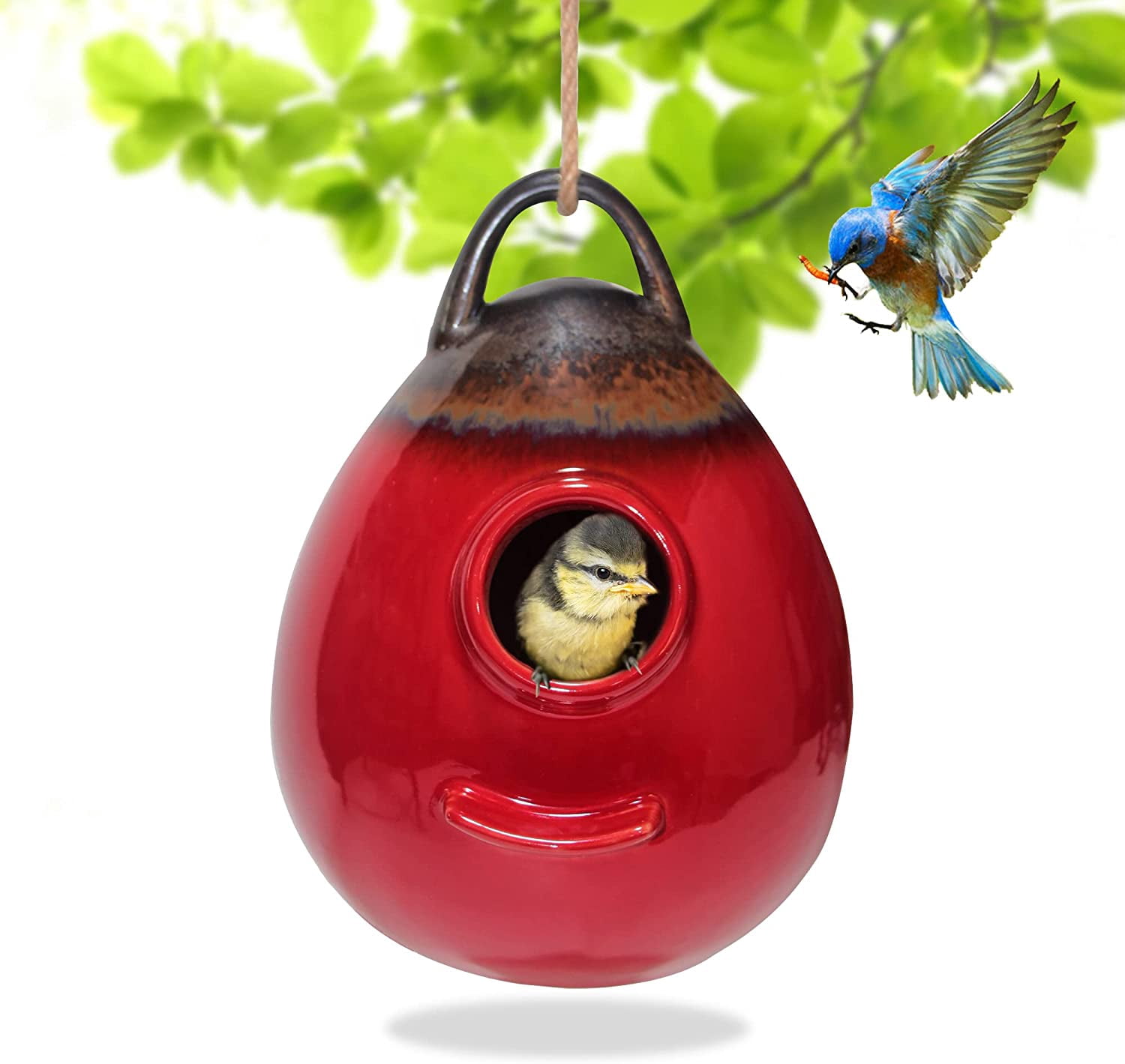Birdhouse Ceramic Hanging Birdhouses Bird Hut Hanging Outdoor Birdhouse ...