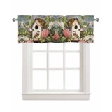 Birdhouse Linen Curtain Valance for Bedroom/Bathroom/Kitchen/Office ...