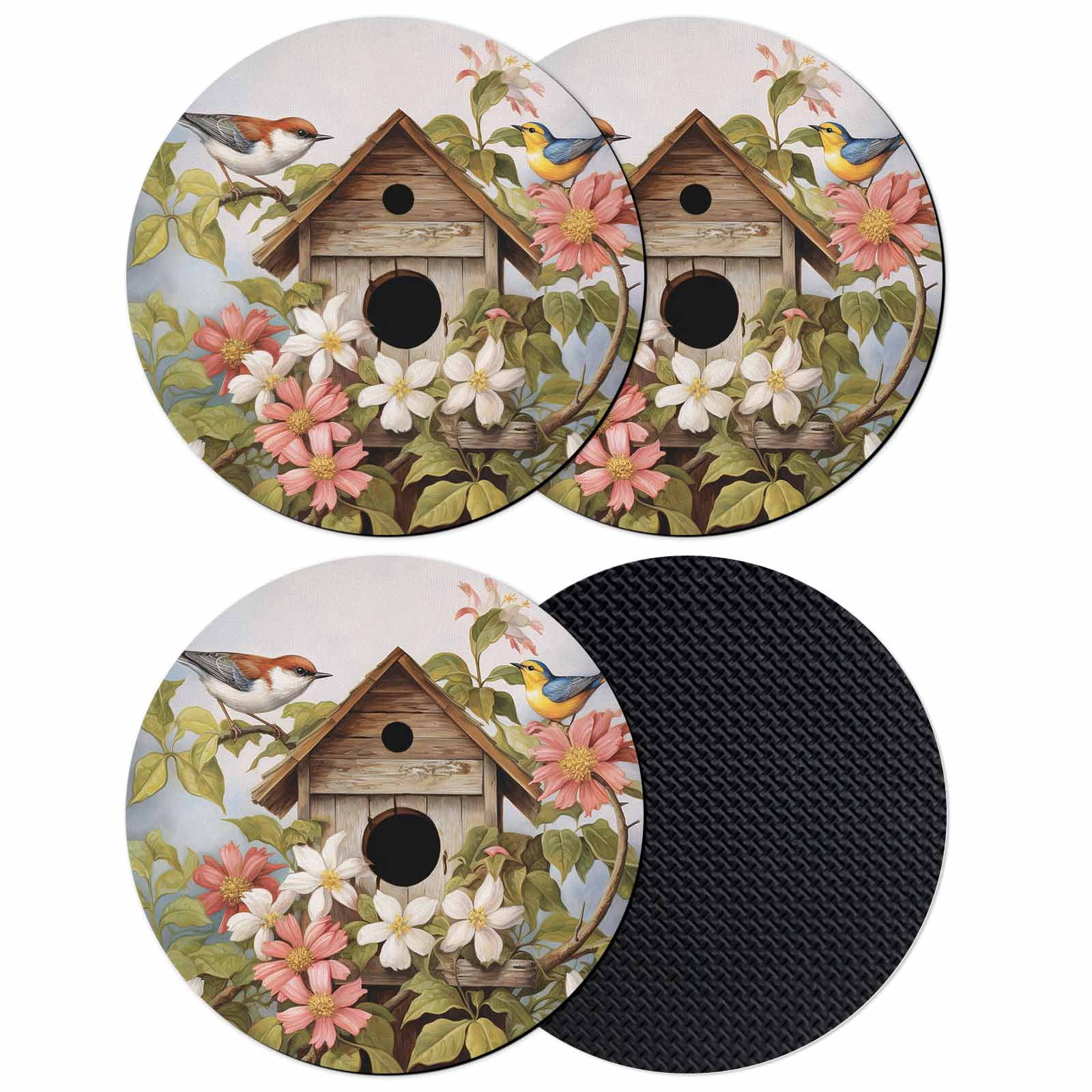 Birdhouse Vintage Coasters Set of 4, Soft Absorbent Coasters for Drinks ...