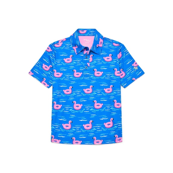 Birdie Bound Boys Print Performance Golf Polo Shirt with UPF50, Sizes ...