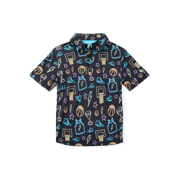 Birdie Bound Boys Print Performance Golf Polo Shirt with UPF50, Sizes ...