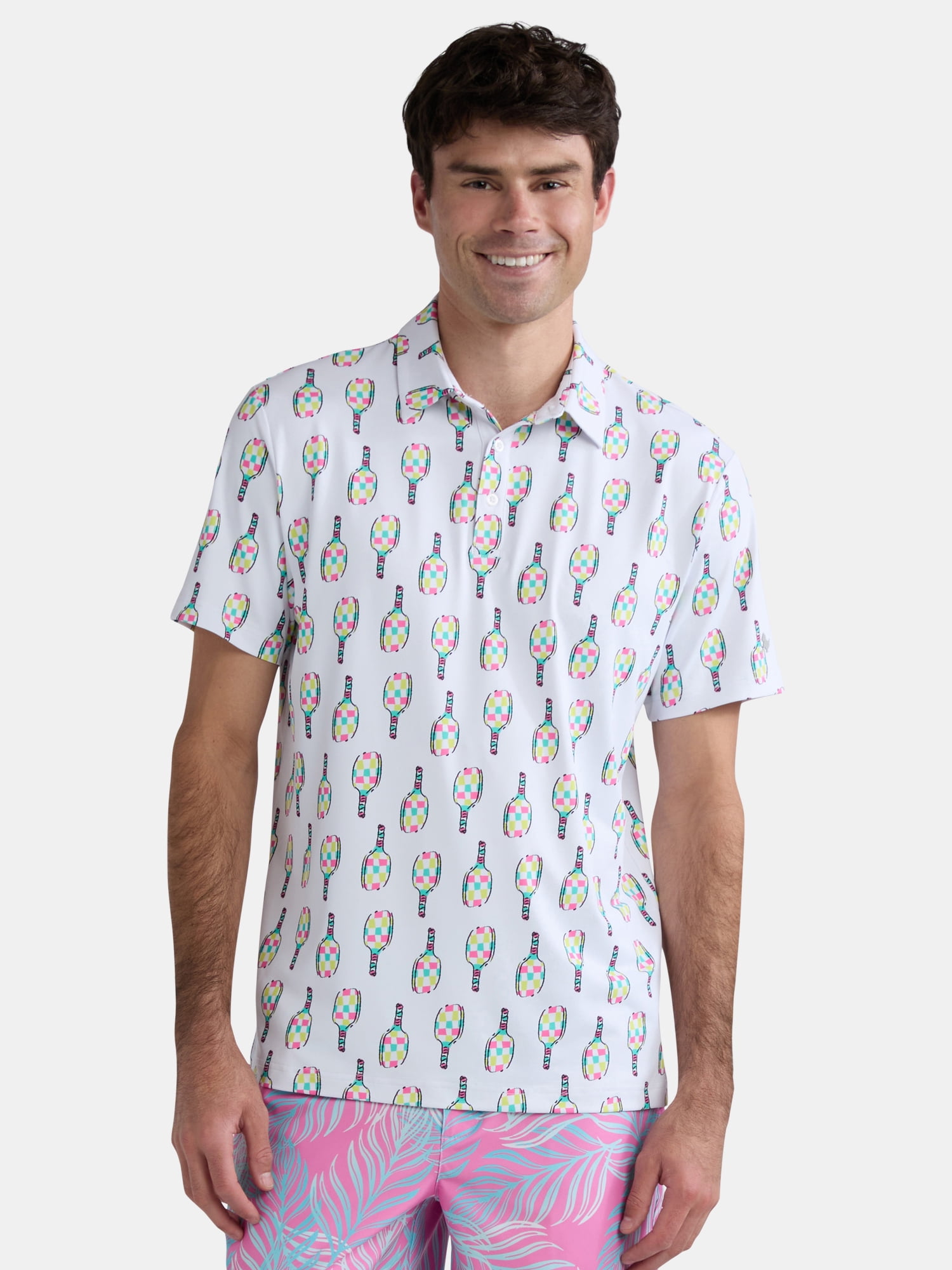 Birdie Bound Men's & Big Men's Pickleball Print Golf Polo, Sizes XS-5XL ...