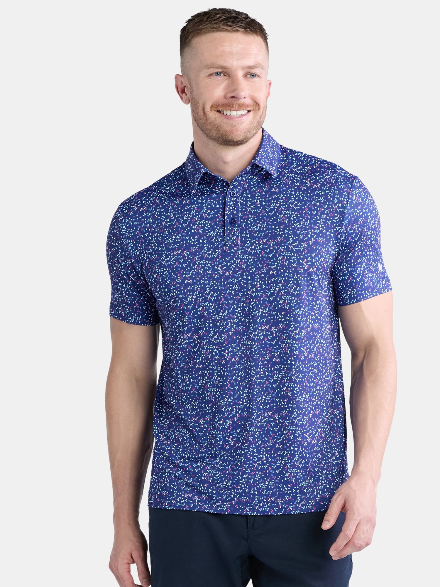 Birdie Bound Men's & Big Men's Floral Print Golf Polo Shirt with UPF50 ...