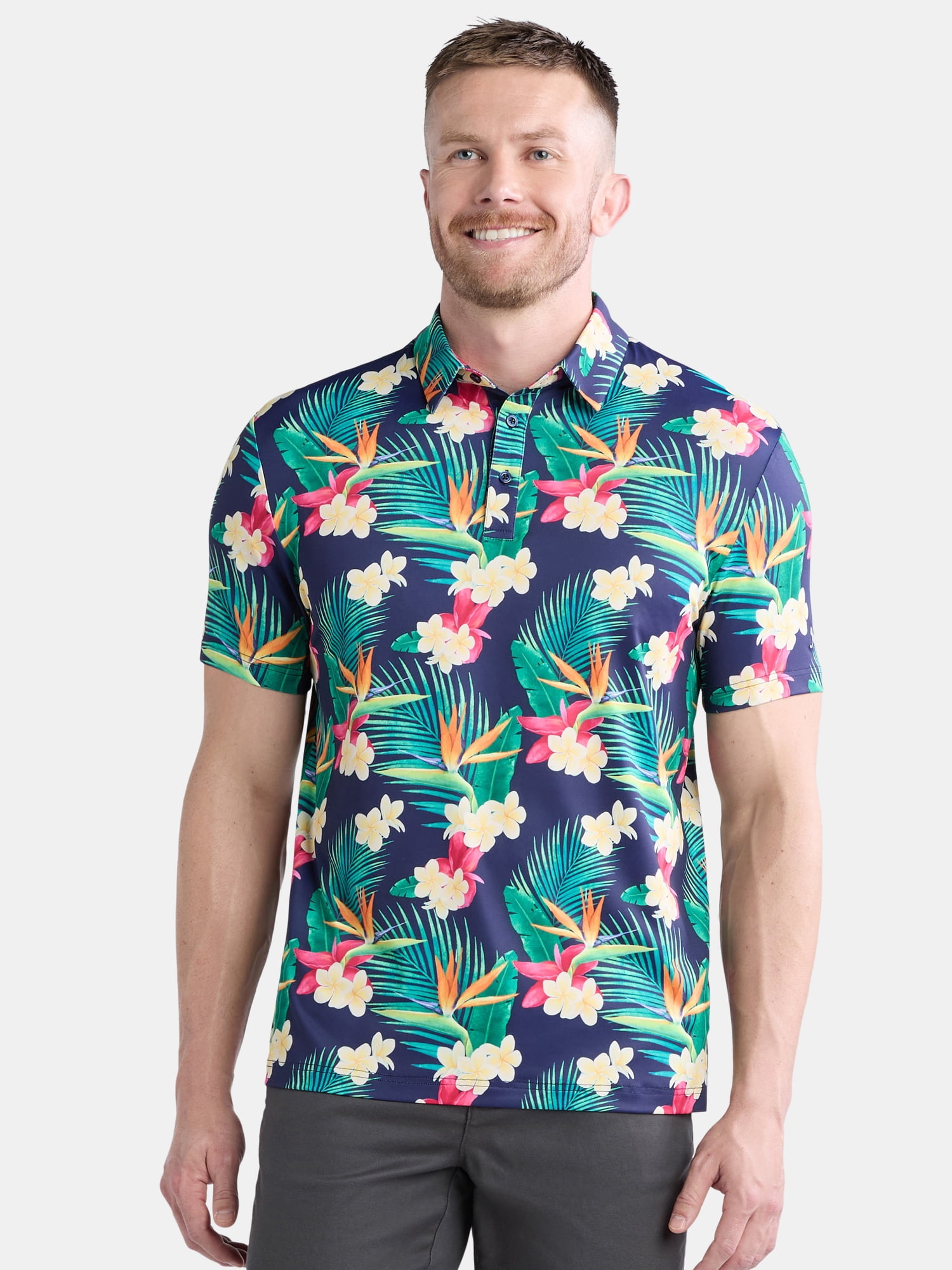 Birdie Bound Men's & Big Men's Birds of Paradise Golf Polo Shirt with ...