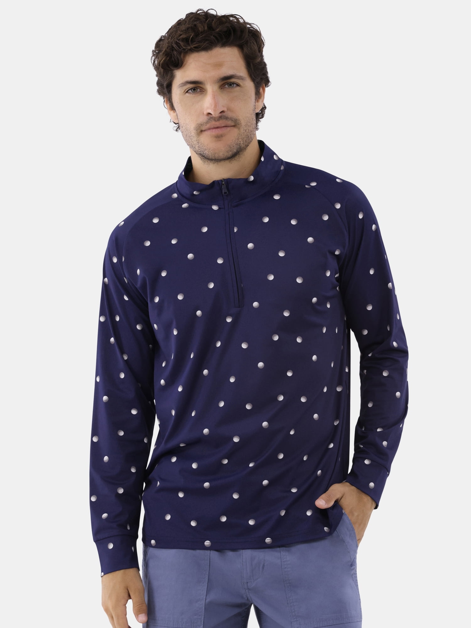 Birdie Bound Men's Printed Quarter Zip Golf Shirt, Long Sleeve, Stretch, Sizes S-3XL - Walmart.com