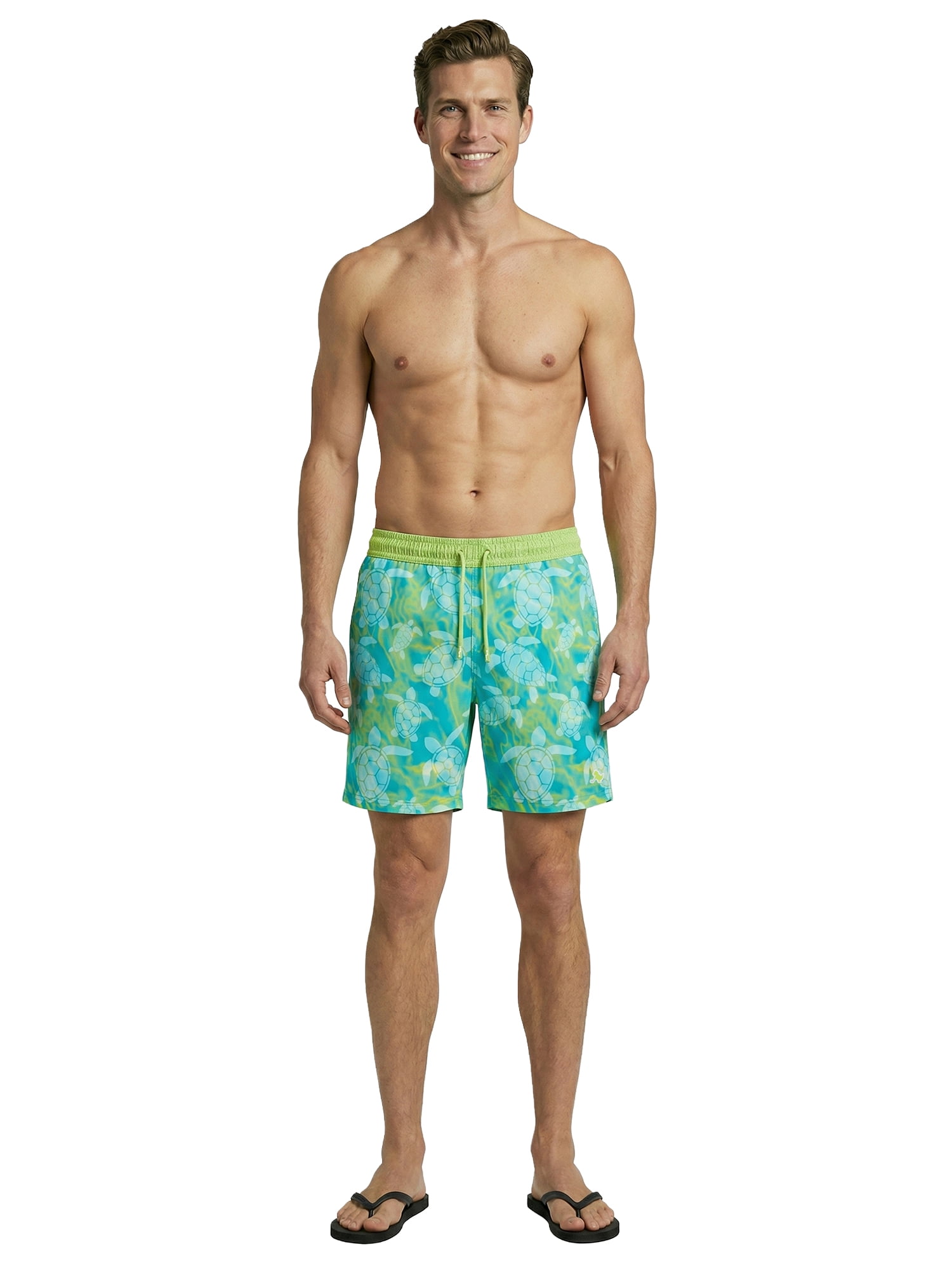 Birdie Bound Men's Printed Swimming Turtles Swim Trunks, Sizes S-3XL ...