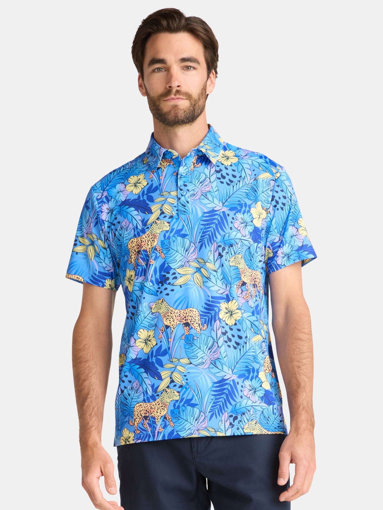 Birdie Bound Men's Leopard Print Polo Shirt, Sizes S-5XL - Walmart.com