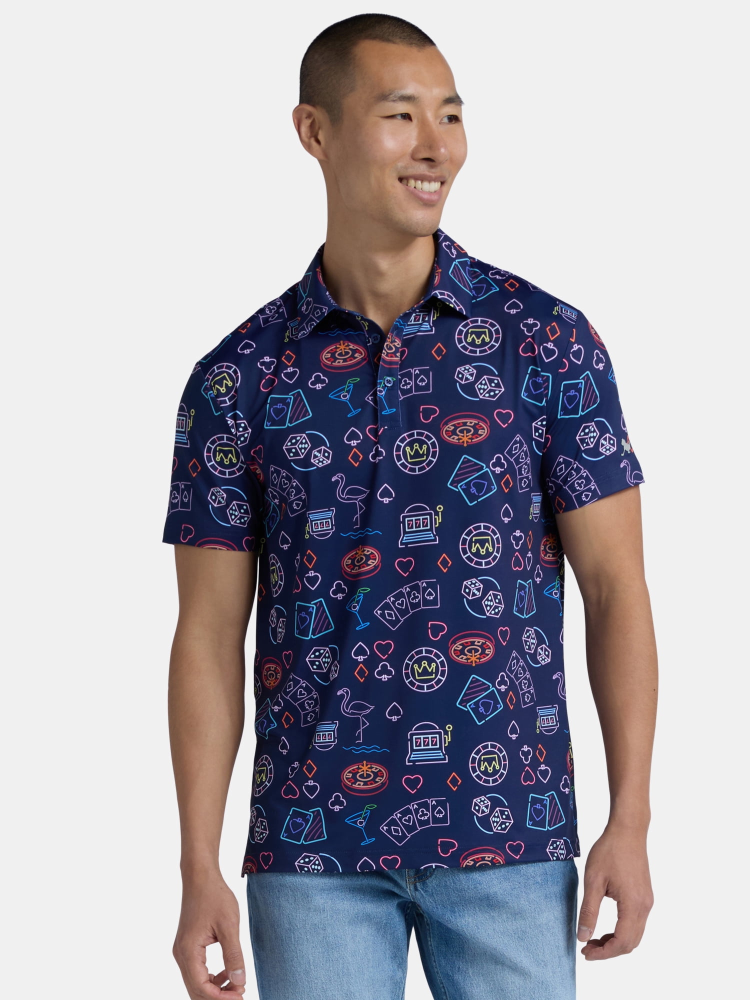 Birdie Bound Men's and Big Men’s Printed Golf Polo Shirt with UPF50 ...