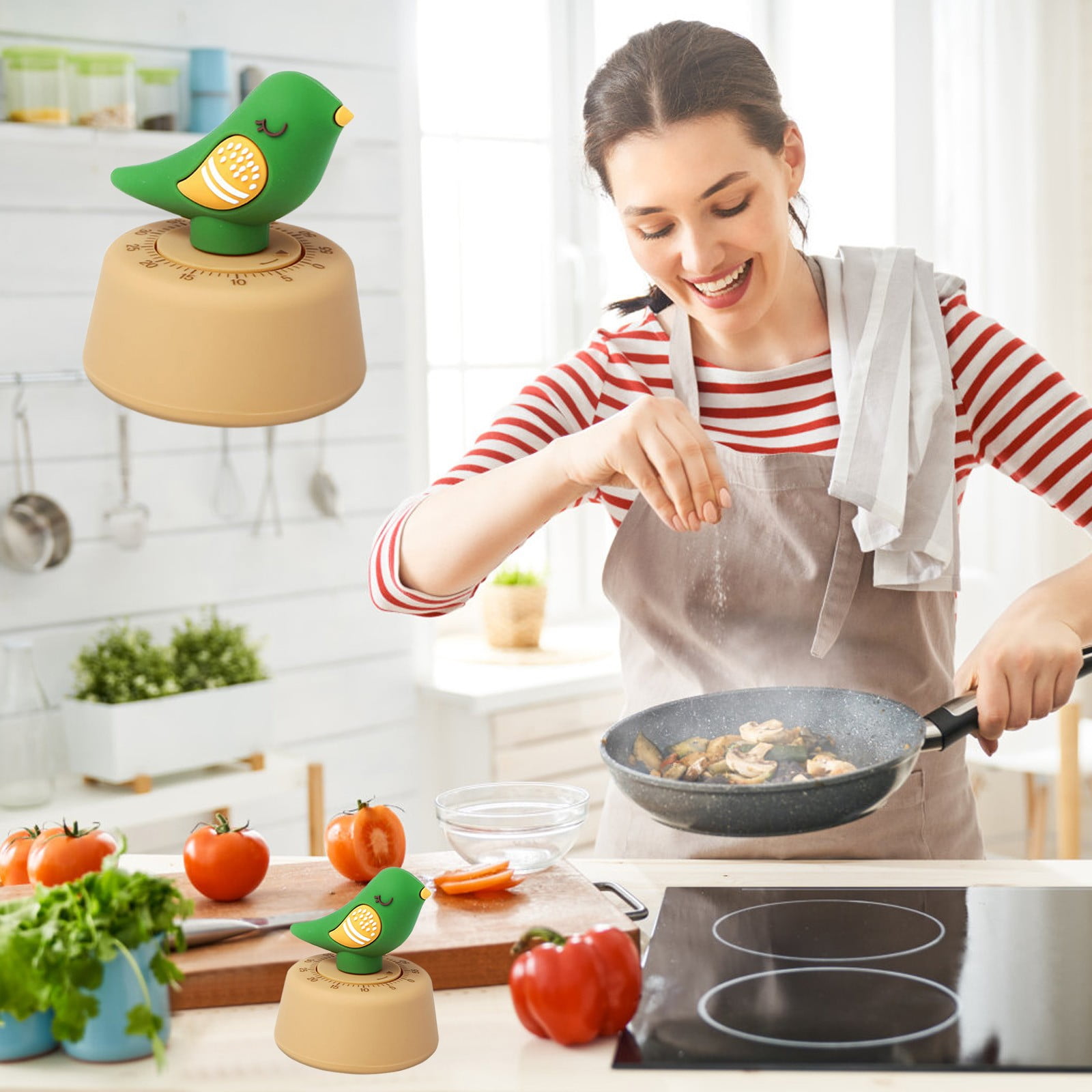 Birdie Countdown Timer - 60 Minute Mechanical Kitchen Timer with Alarm ...