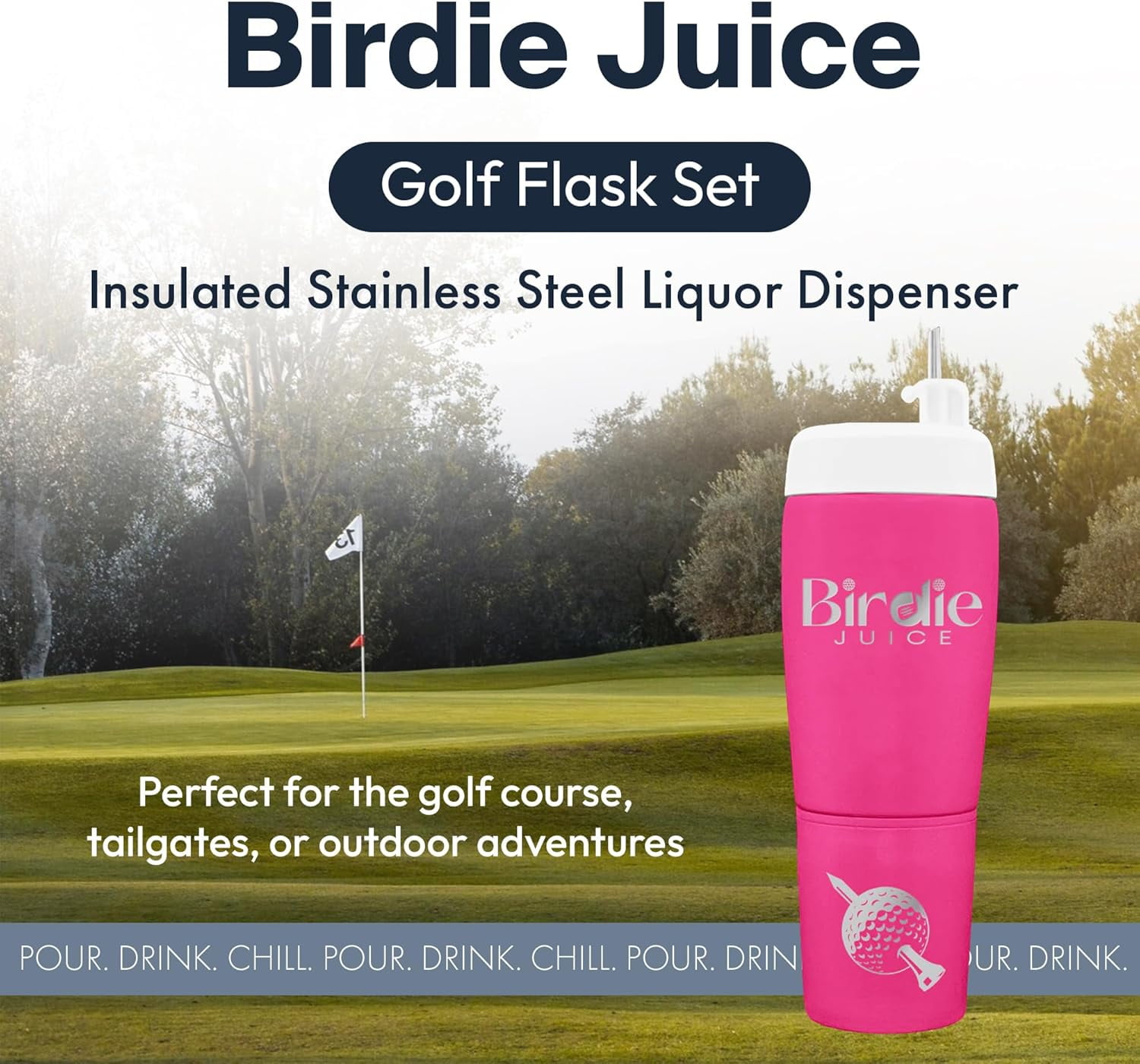 Birdie Juice Golf Flask Set, Insulated Stainless Steel Liquor Dispenser ...