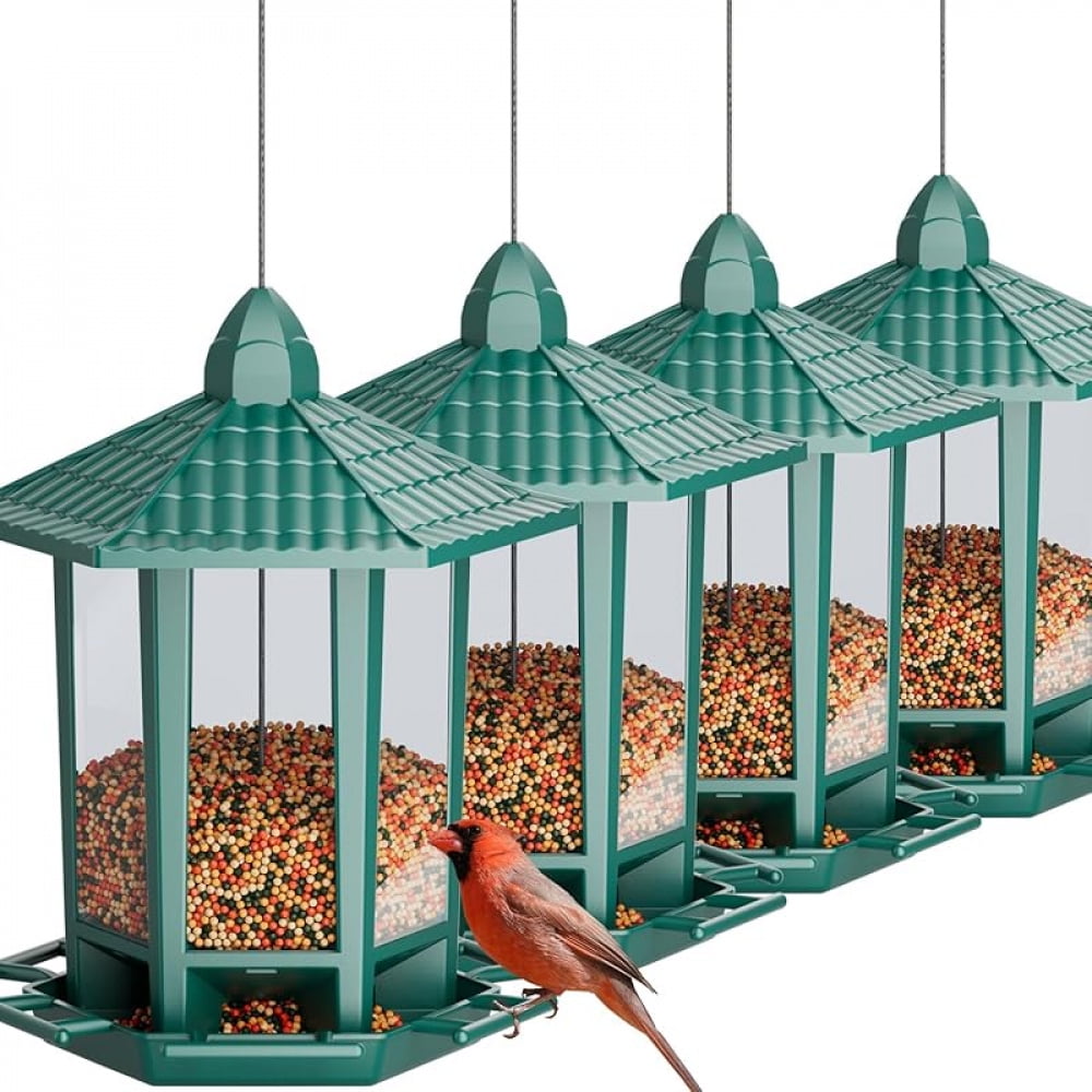 Birdream 2 Pack Bird Feeders for Outdoor Hanging, Retro Pagoda Design ...