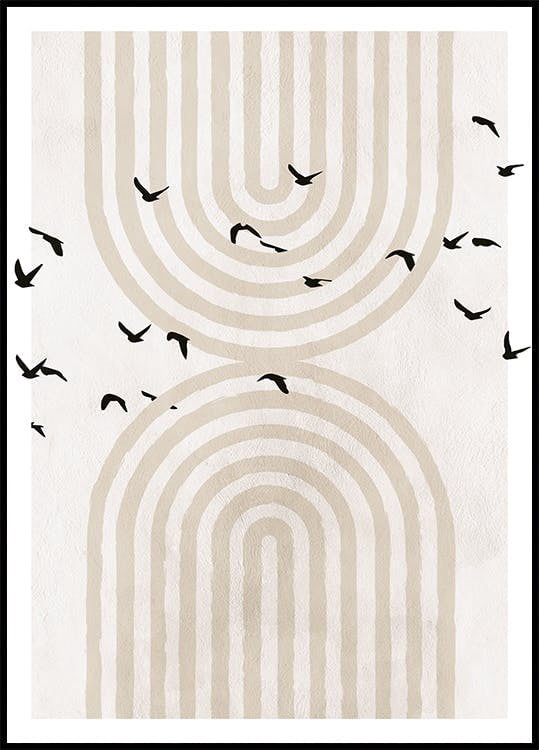 Birds And Arches Poster Wall Art Bedroom Wall Art Home Decor Office ...