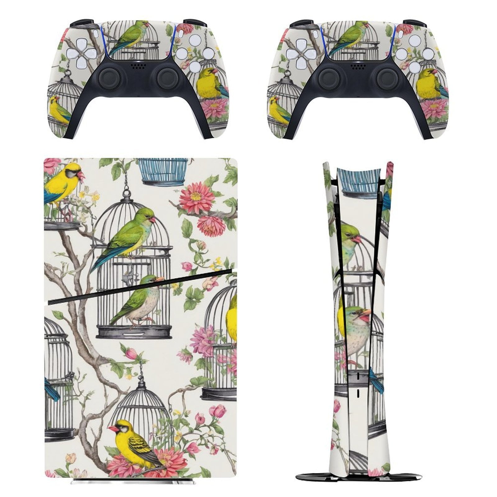 Birds And Flowers Console Skin Bundle for PS5 Pro Slim Disc & Digital ...
