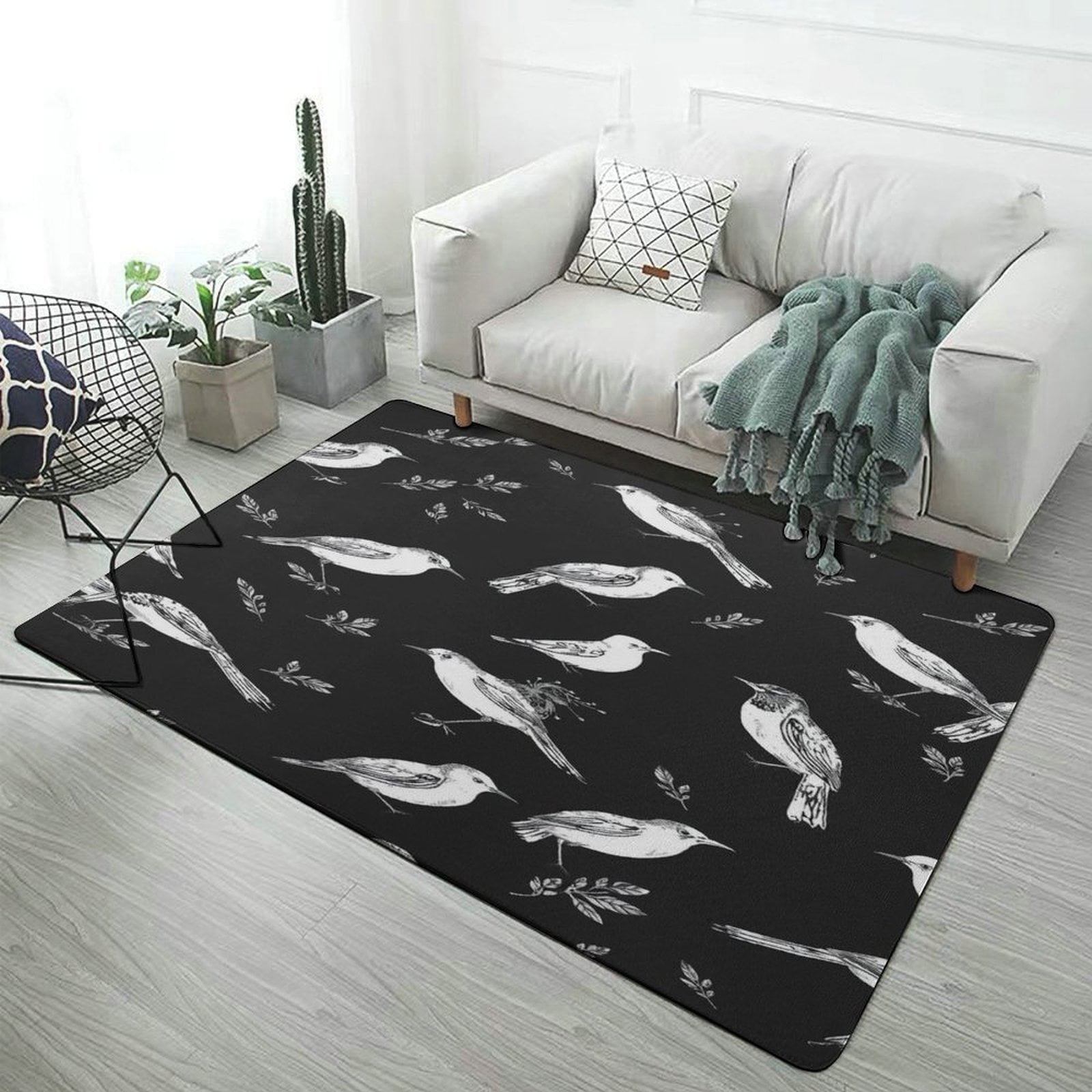Birds And Leaves Pattern.(2) Carpet Rug for Bedroom Living Room Home ...