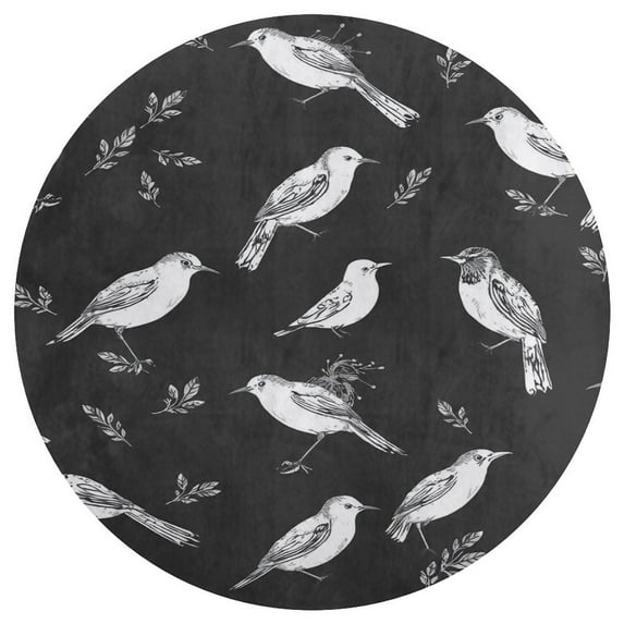 Birds And Leaves Pattern.(2) Round Carpet Non-Slip Wear-resistant for ...