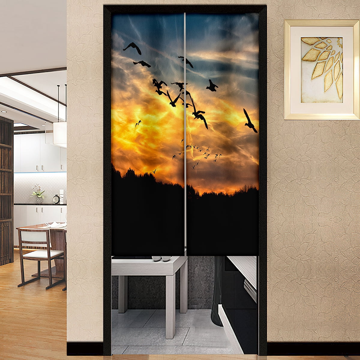 Birds Animals Sea Sky Flight Doorway Curtain Japanese Style Divider ...