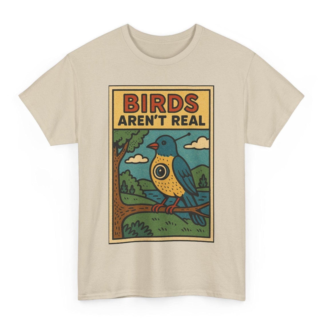 Birds Aren't Real Retro Comic Satire Conspiracy T-Shirt - Walmart.com