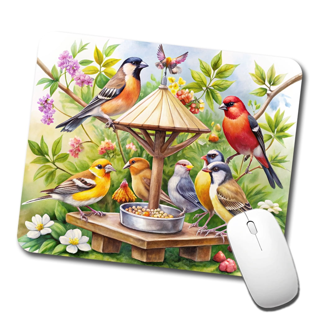 Birds At Feeder Watercolor Mouse Pad Low Profile Gaming Mat - Walmart.com