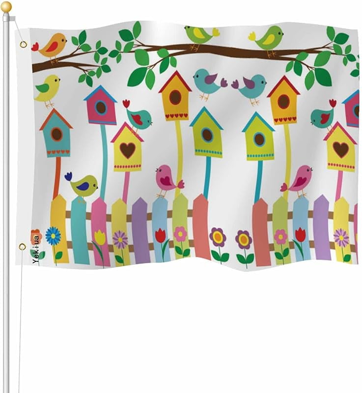 Birds And Aviaries Flag 3X5 Ft Flower Bird Birdhouse Tree Butterfly ...