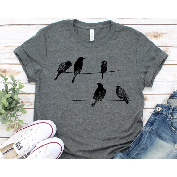 Birds Birds shirt Birds on a wire Graphic womens shirt Graphic birds ...