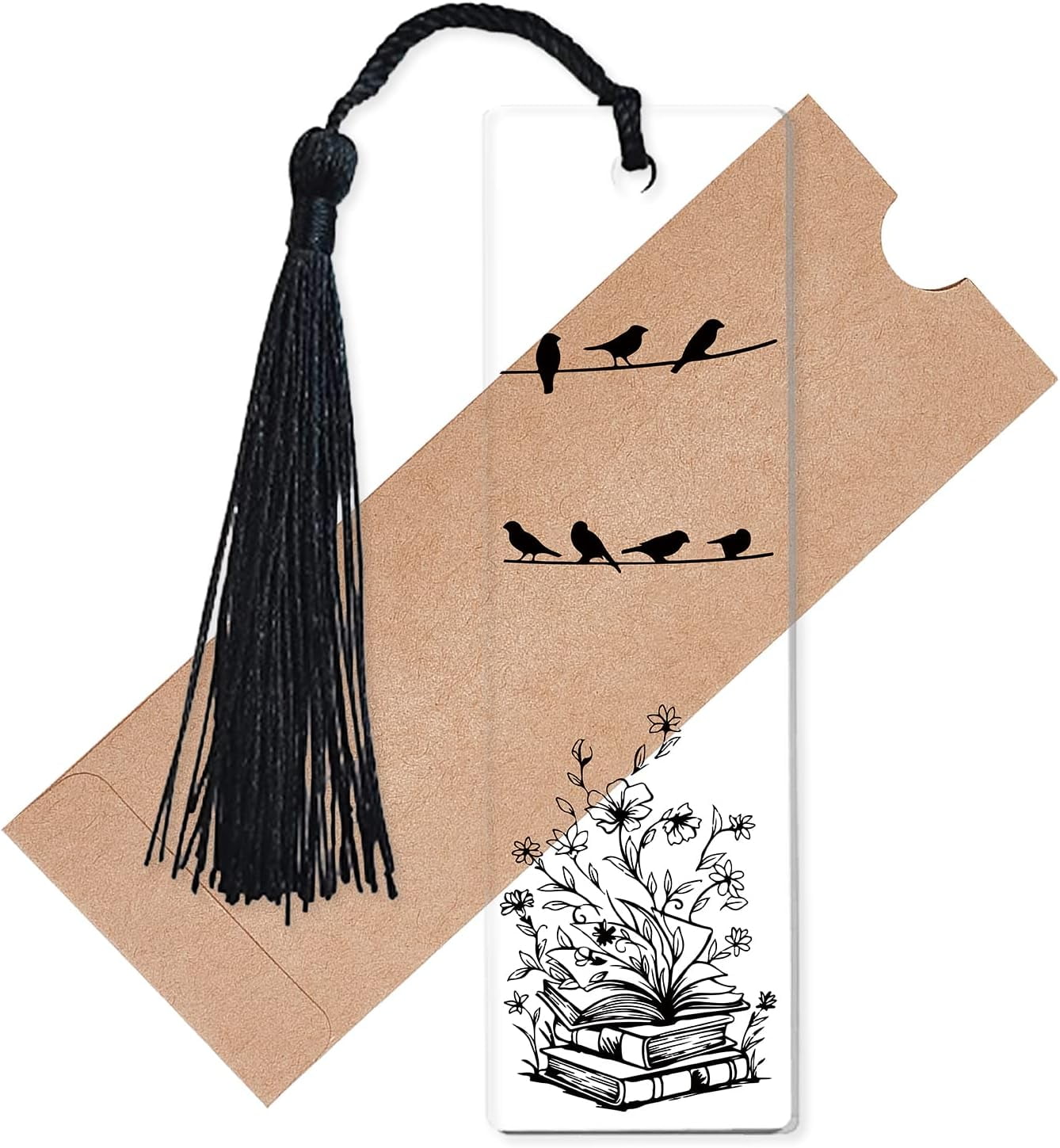 Birds Book Markers Acrylic Bookmarks Rectangle Tassels Inspirational ...