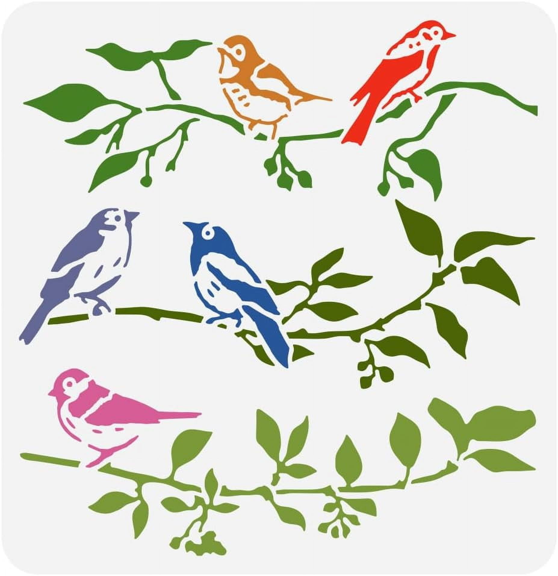 Birds On Branch Stencil 11.8x11.8 inch Bird Stencils for Painting ...