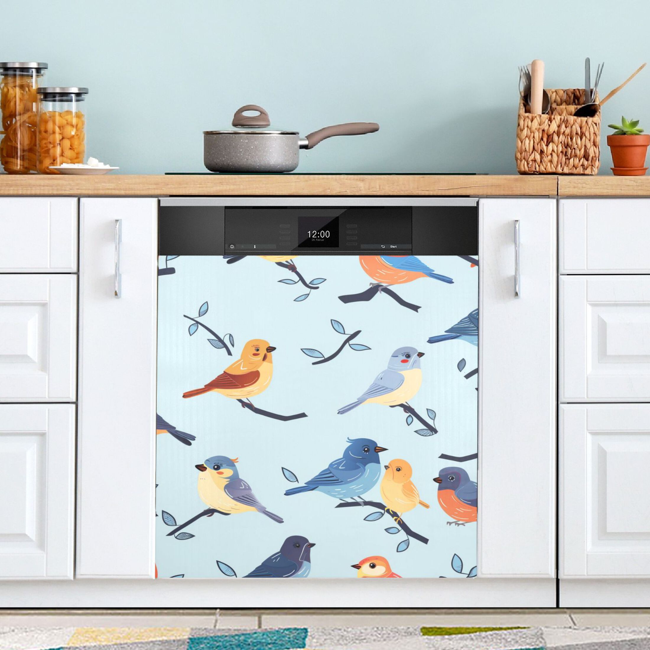 Birds Branches Leaves Dishwasher Magnet Refrigerator Magnetic Cover ...