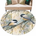 Birds Branches Round Rug 7ft Washable Circle Rugs Non Slip Country ...
