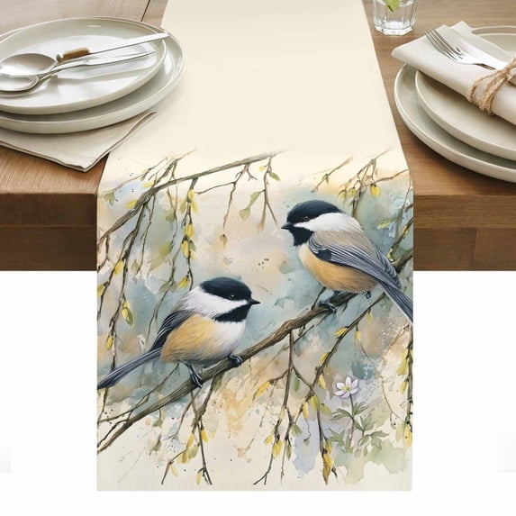 Birds Branches Table Runner Country Elegant Pastoral Floral ...