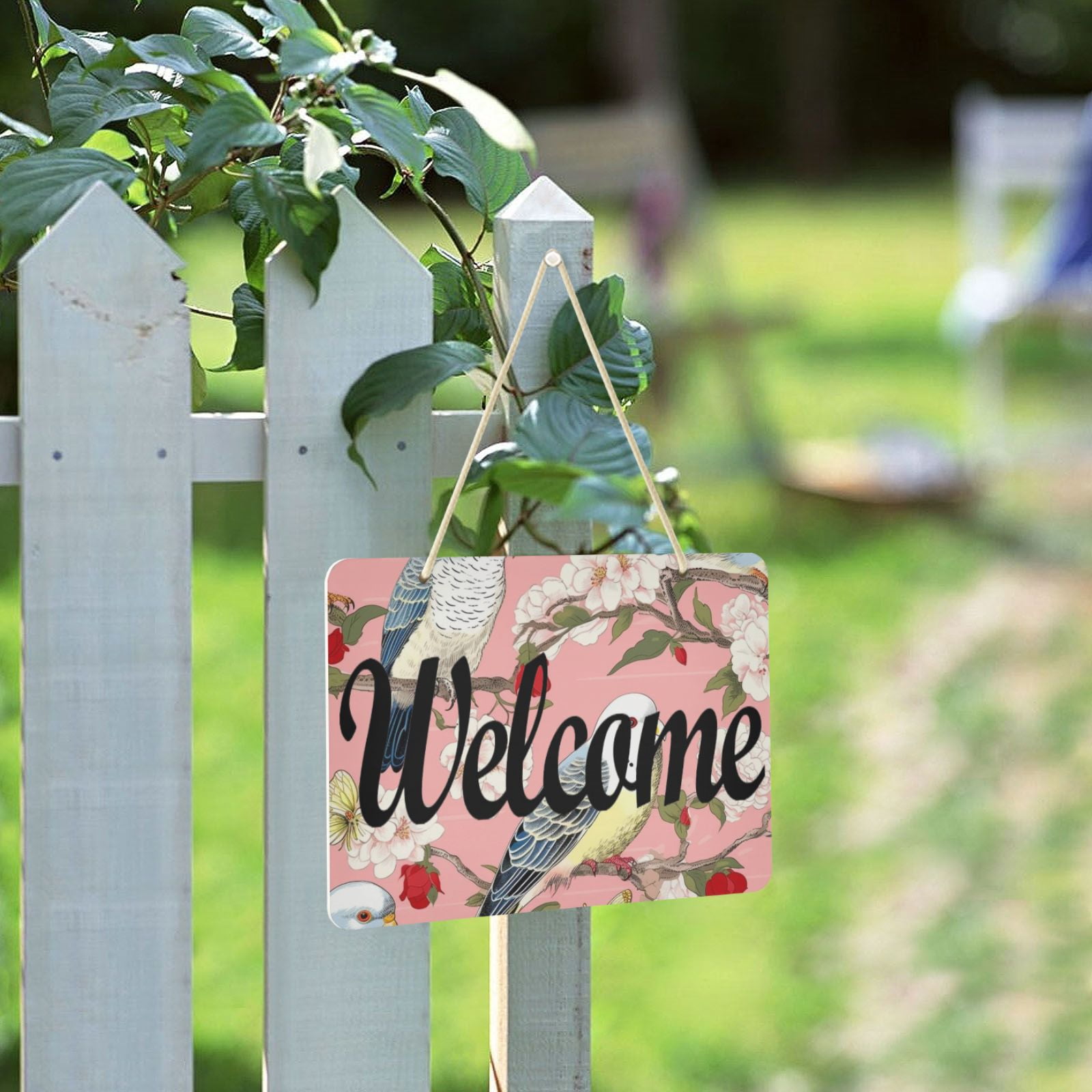 Birds Butterflies Flowers Welcome Sign for Front Door Porch Wreath Door ...