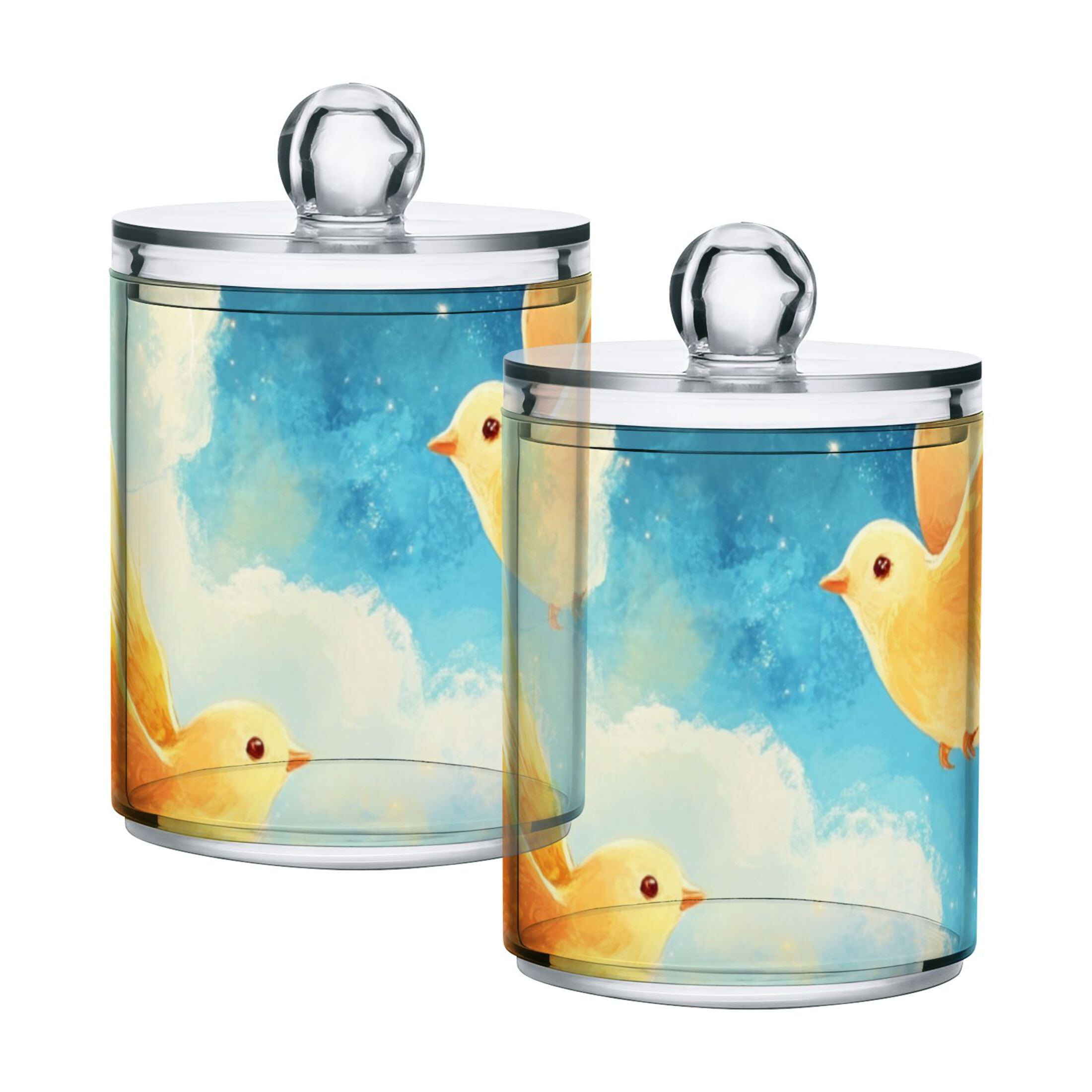 Birds Butterflies Stars in Clouds Translucent Plastic Cans Storage ...