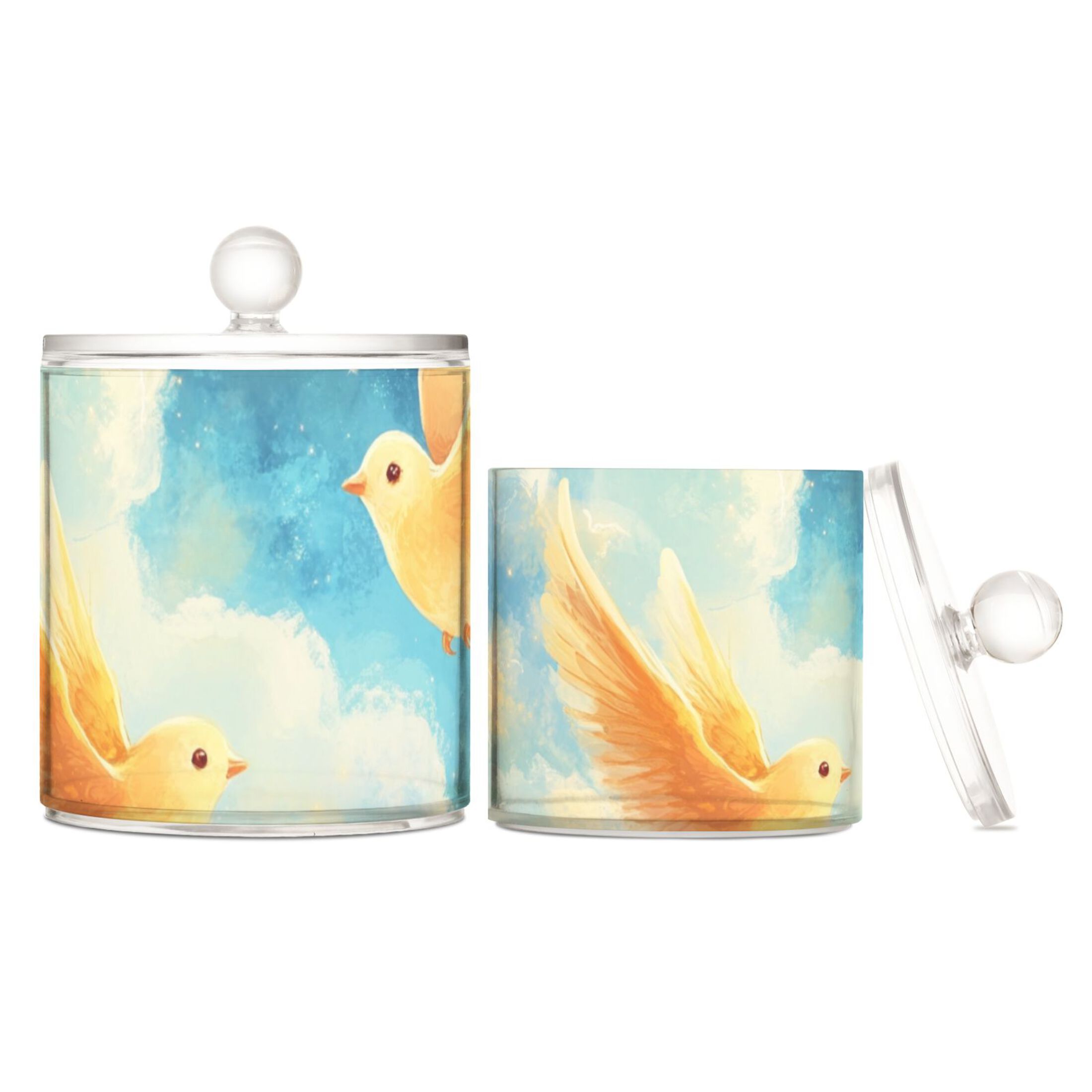 Birds Butterflies Stars in Clouds Translucent Plastic Cans Storage ...
