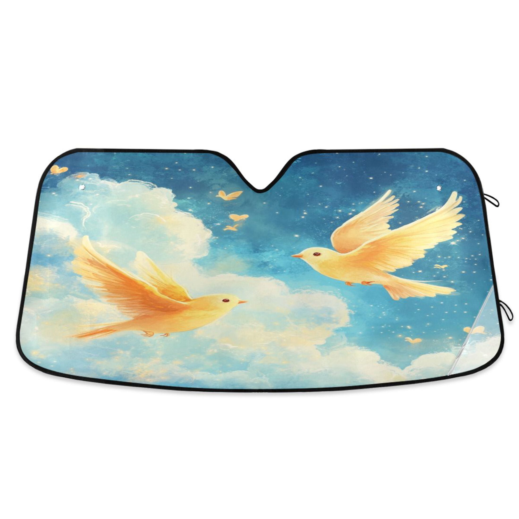 Birds Butterflies Stars in Clouds Windshield Sun Shade Automobile Visor ...