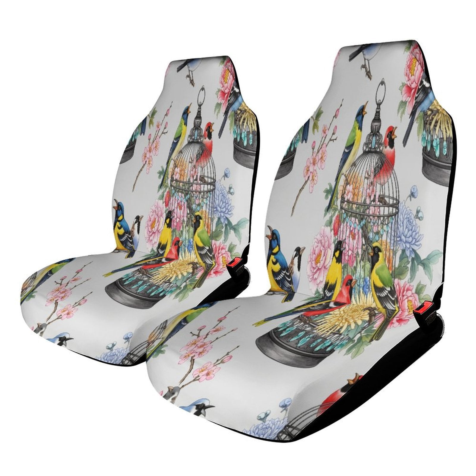 Birds, Cages, Flowers, Vibrant, Design Car Seat Covers Front Seats ...