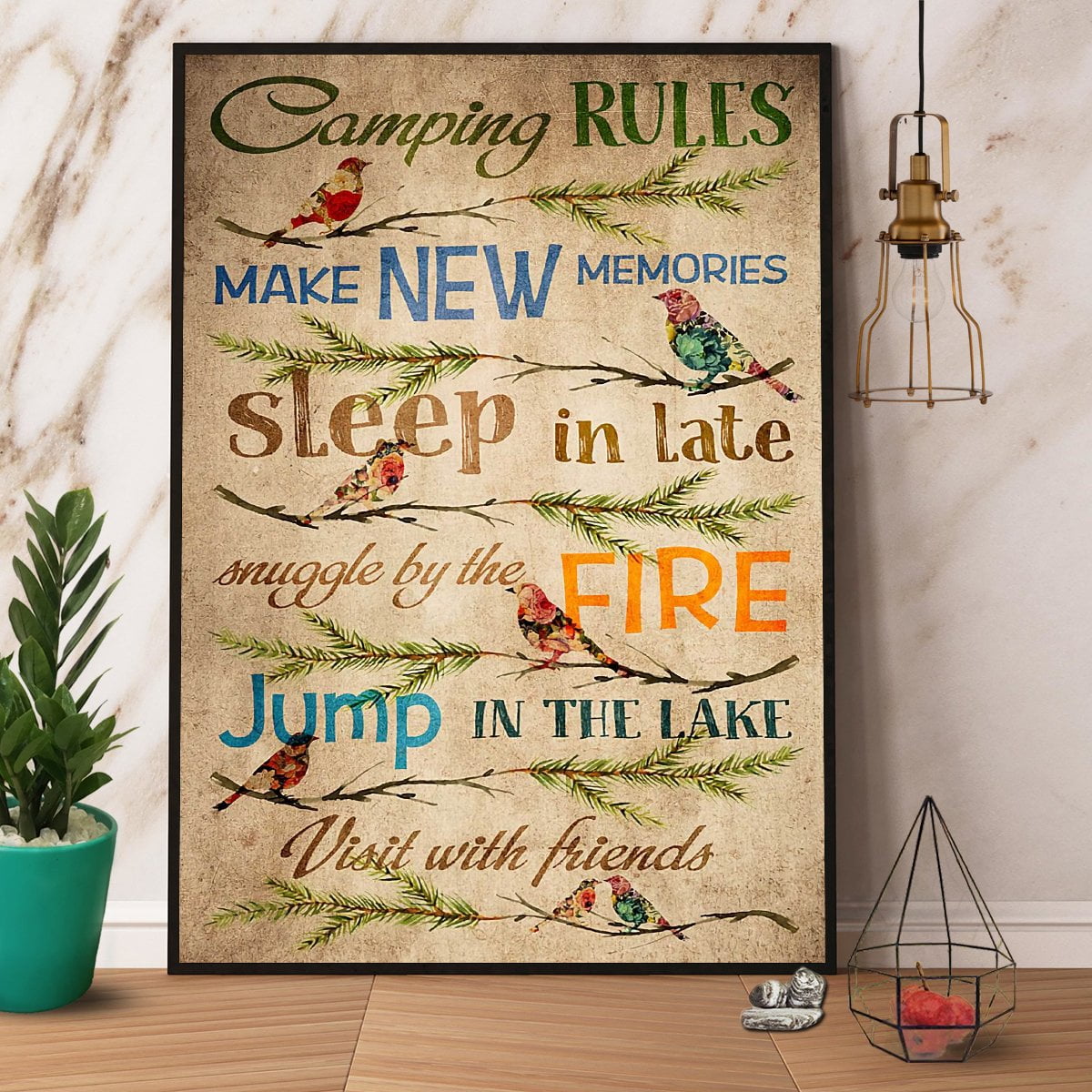 Birds Camping Rules Make New Memories Sleep In Late Paper Poster No ...