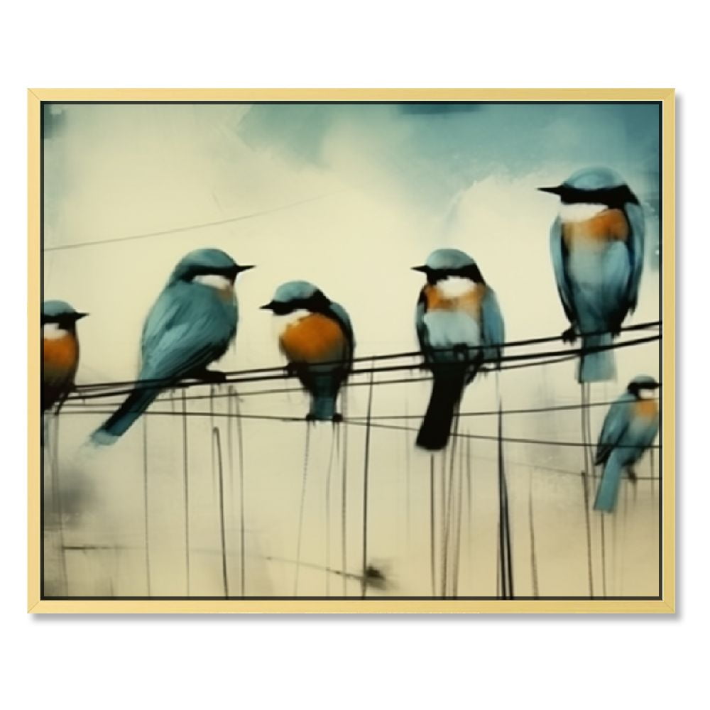 Birds Canvas Wall Art Colorful Birds on the Wire Pictures Print Animal ...