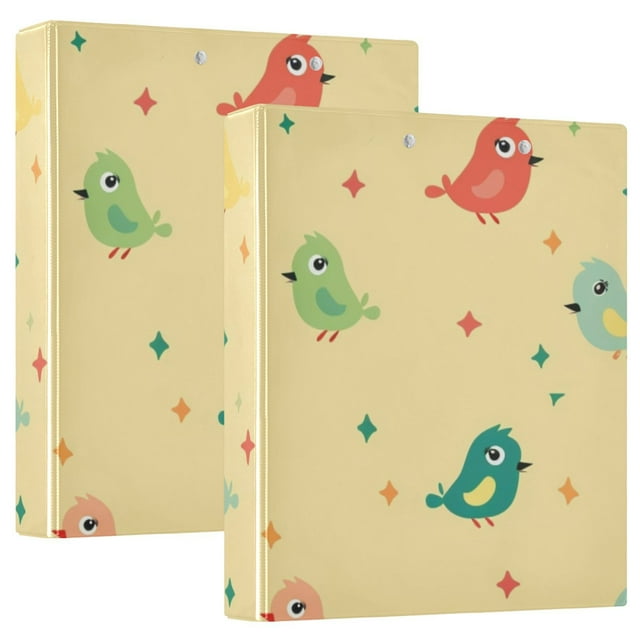 Birds Cartoon 3 Ring Binders 1.5 inch Hardcover File Folders with Interior Pockets A4 Size ...