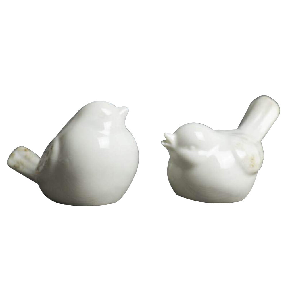 Decorative Craft Ceramic Birds Figurine Table Decor, Blue & White ...