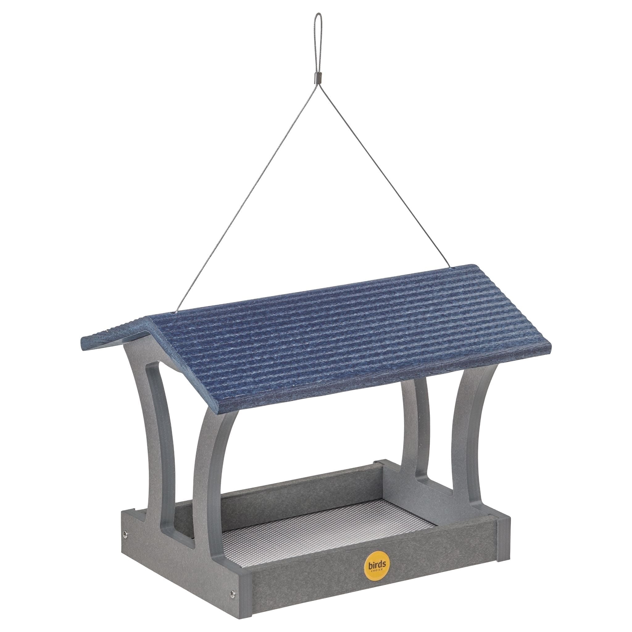 Birds Choice Fly-Thru Bird Feeder, Recycled Poly Lumber, Gray/Blue Roof ...