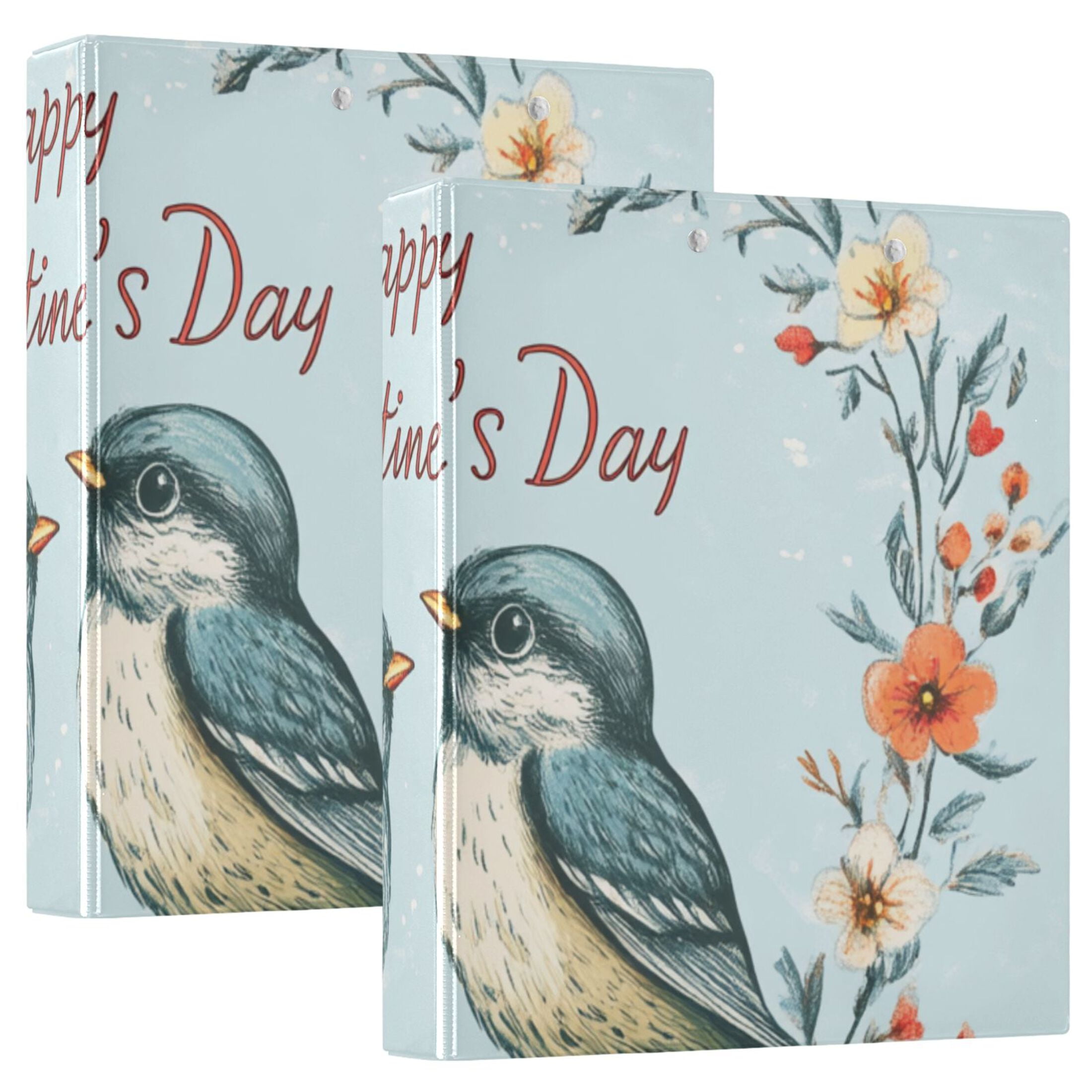 Birds Couple Hearts Florals Valentine Round Ring Binder 3 Rings 1.5 ...