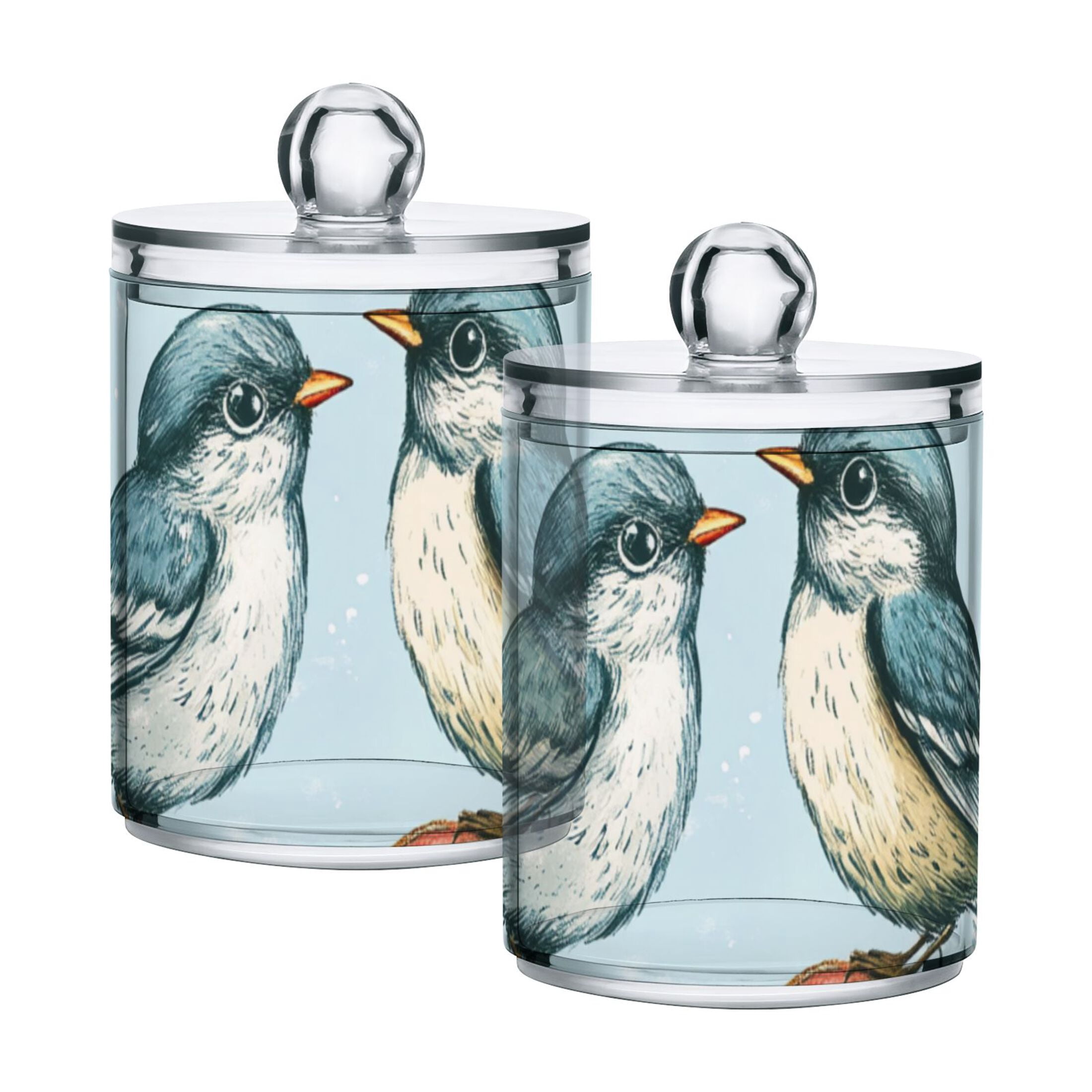 Birds Couple Hearts Florals Valentine Translucent Plastic Cans Storage ...