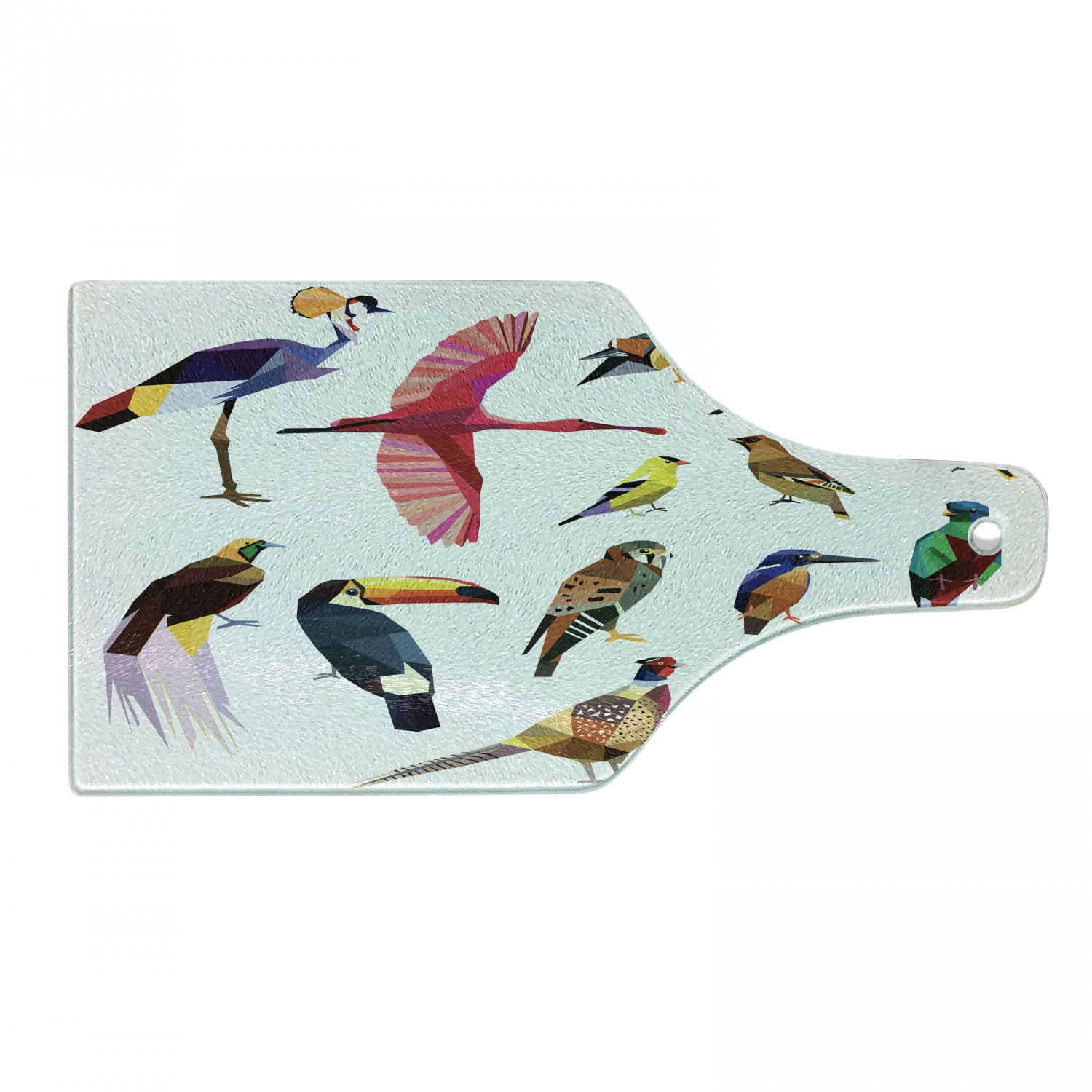 Birds Cutting Board, Colored Composition Bird Set with Poly Design ...