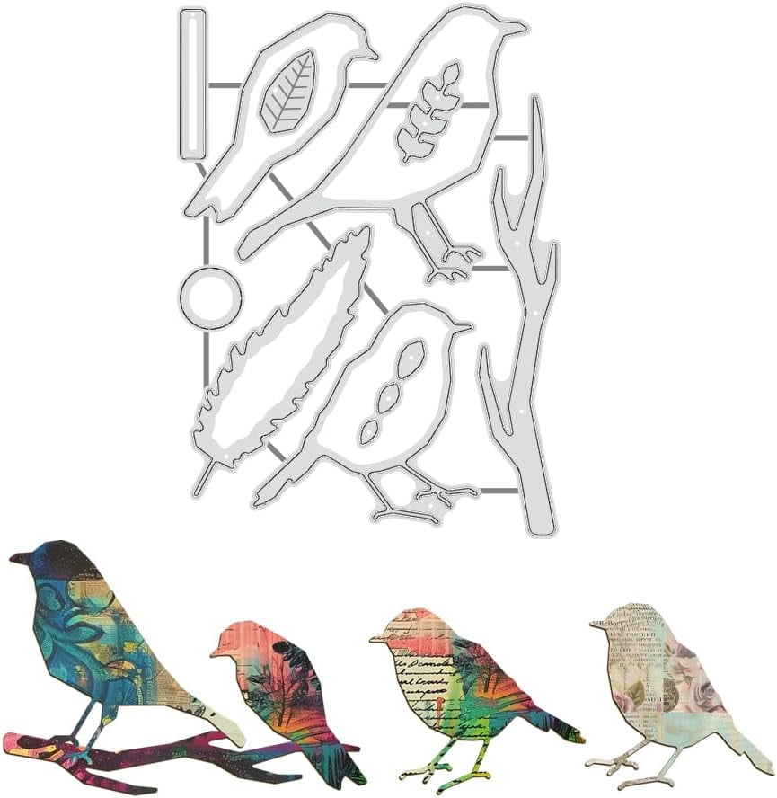 Birds Cutting Dies Tree Branch Bird Silhouette DIY Scrapbooking Metal ...