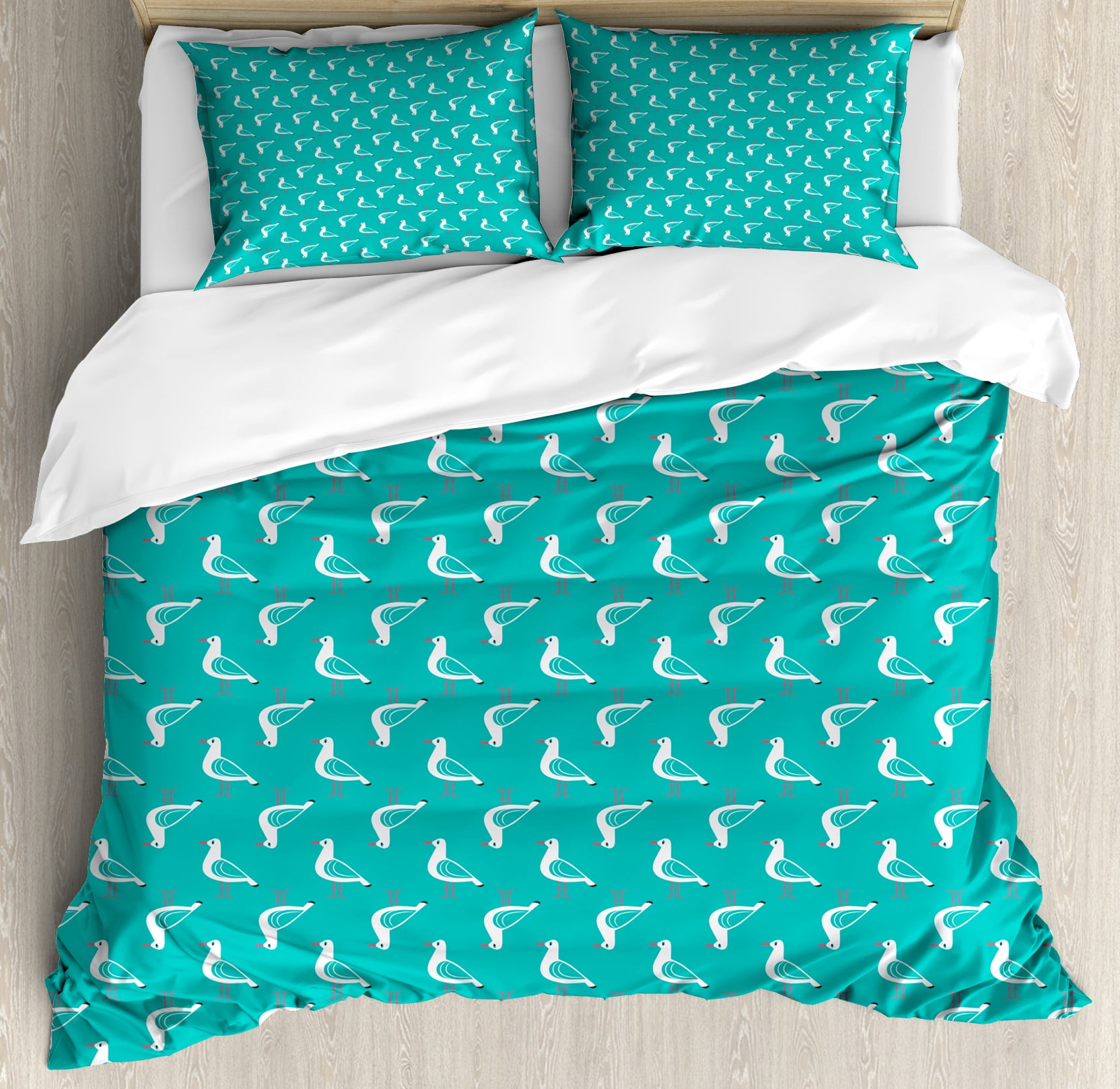 Birds Duvet Cover Set, Maritime Themed Print of Seagulls Nautical ...