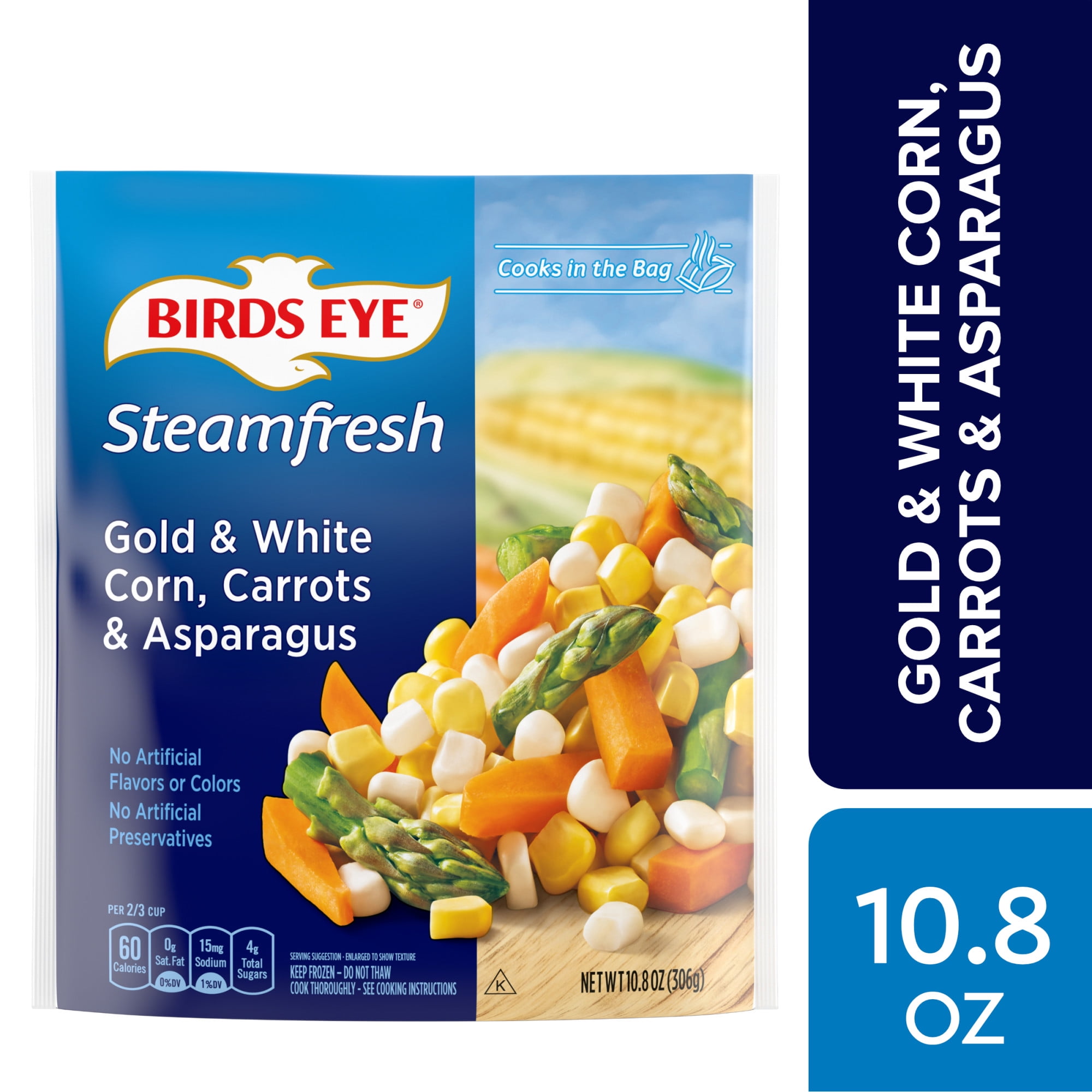 Birds Eye Steamfresh Gold & White Corn, Carrots & Asparagus, Frozen, 10 ...