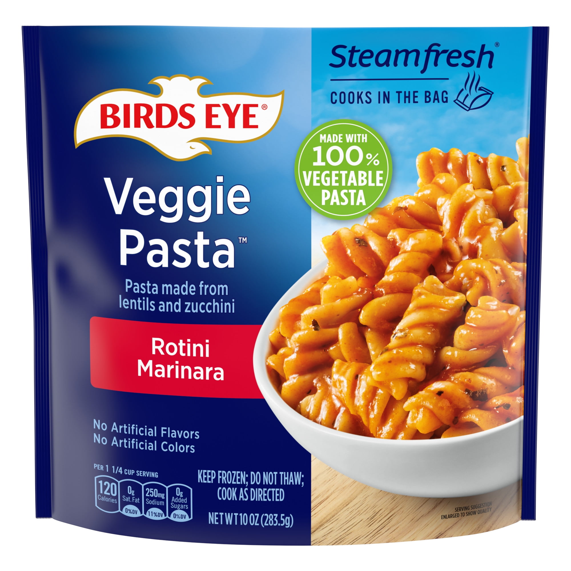 Birds Eye Veggie Pasta Rotini with Marinara Sauce, Frozen Side, 10 oz ...