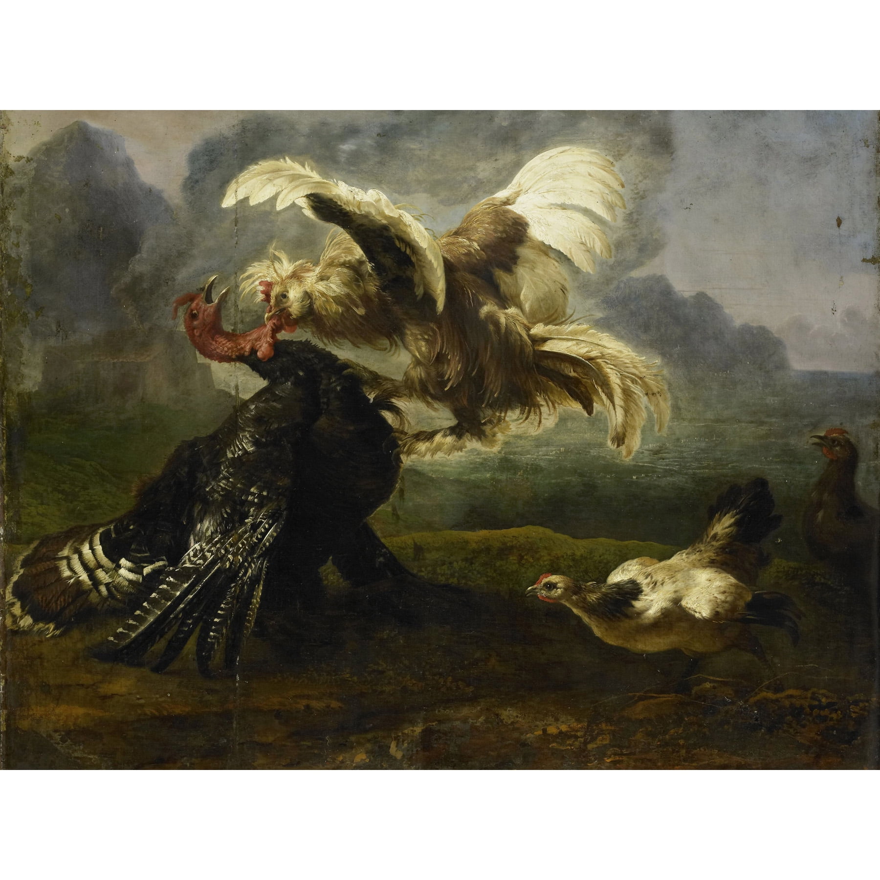 Birds Fighting Painting Extra Large XL Wall Art Poster Print - Walmart.com