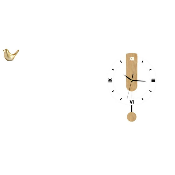 Birds Figurine Animal Statue Wall Clock Resin Material Silent Timepiece ...